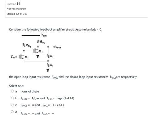 Solved Consider The Following Feedback Amplifier Circuit Chegg