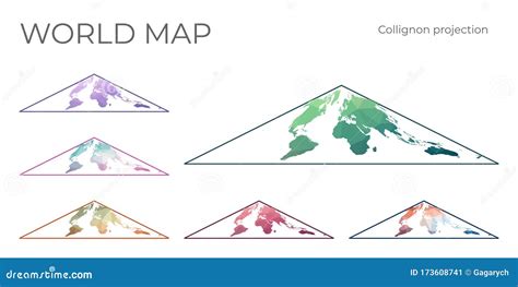 Low Poly World Map Set Stock Vector Illustration Of Landmark 173608741