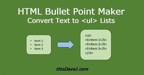 Html Bullet Point Maker Convert Text To Ul Lists Thisdavej