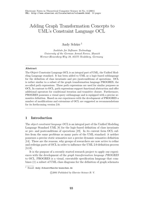 Pdf Adding Graph Transformation Concepts To Umls Constraint Language Ocl