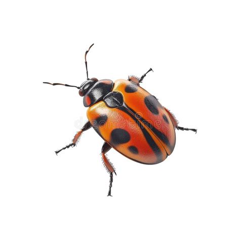 Stunning Orange And Black Ladybug Beetle Close Up Stock Illustration