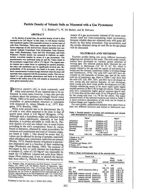PDF Particle Density Of Volcanic Soils As Measured With A Gas Pycnometer