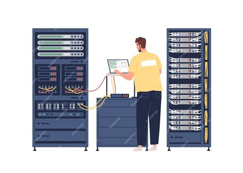 premium vector sysadmin repairing and adjusting network connection