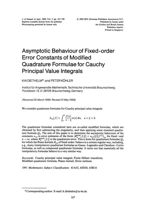 Pdf Asymptotic Behaviour Of Fixed Order Error Constants Of Modified