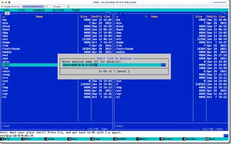 Midnight Commander Remote Connect Via Shell Link Copy Files Over Ssh