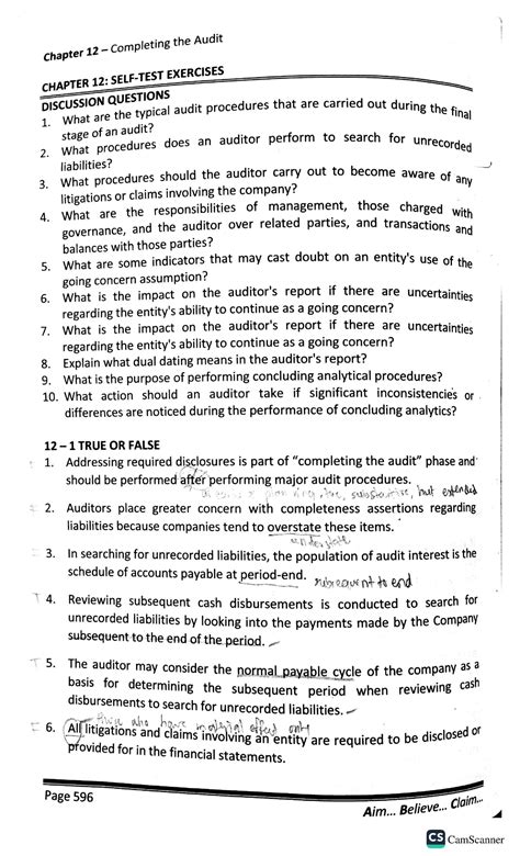 Chapter 12 Test Bank Auditing Practice Questions Chapter 12 Multiple Choice Questions 1