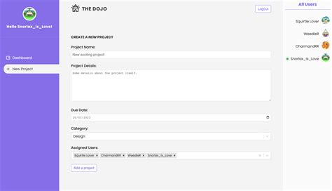 GitHub ProudBloom The Dojo Project Management Website