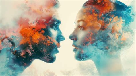 Premium Photo Artistic Representation Of A Couple Merging With Cosmic