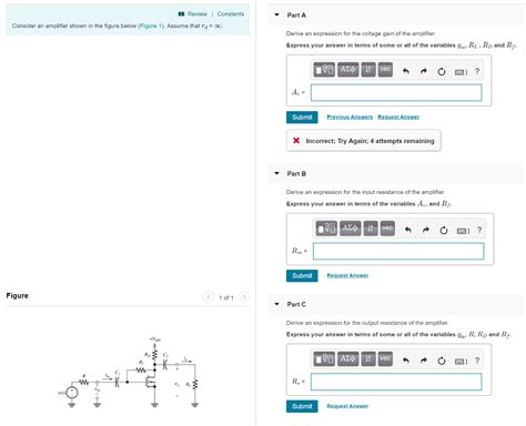 Solved Review Constants Part A Consider An Amplifier Shown Chegg Com