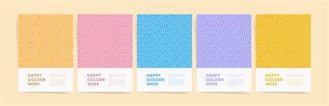 황금 주간 일본 수직 포스터 템플릿 전단지 플래카드 프리젠 테이션 아시아 배경 아시아 배경 세트 기하학적 패턴과 전통적인 장식과 골든 위크 휴일 프로모션 레이아웃 가리기에