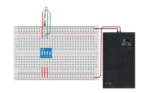 Circuit Design Exercício 1 Led Rgb Em Breadboard Com Interruptor Dip Tinkercad