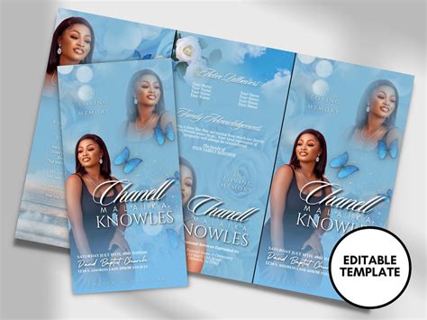 17x11 Funeral Obituary Template 2 Pages Elegant Style Funeral