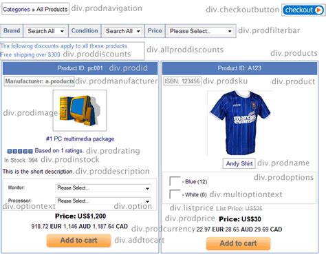 CSS Layouts Ecommerce Templates Shopping Cart Software
