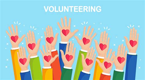 화려한 마음으로 손을 들어 올렸습니다 자원 봉사 자선 혈액 개념을 기부 주셔서 감사합니다 군중의 투표 벡터 플랫 디자인 감사합니다에 대한 스톡 벡터 아트 및 기타 이미지