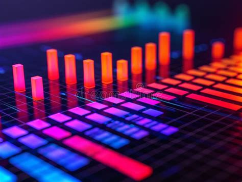 Abstract Data Visualization With Colorful Neon Bars And Lines For Technology Business And