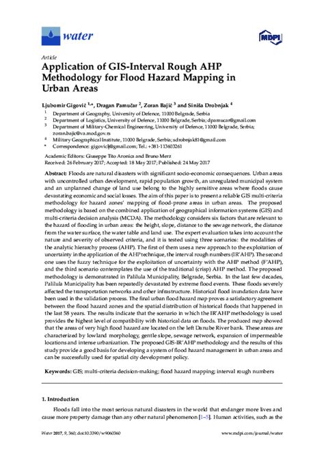 Pdf Application Of Gis Interval Rough Ahp Methodology For Flood