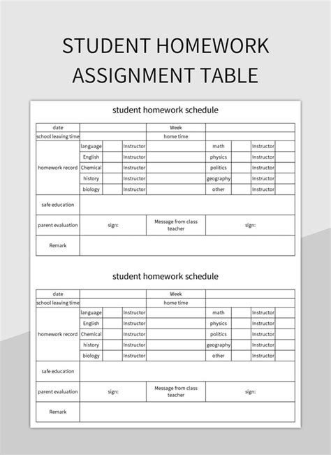 Free Assignment Sheet Templates For Google Sheets And Microsoft Excel Slidesdocs