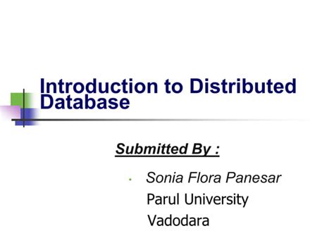 Introduction To Distributed Database Pptx
