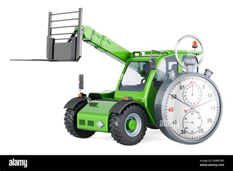 telescopic handlers with stopwatch 3d rendering isolated on white