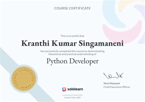 Kranthi Kumar Singamaneni On Linkedin Pythondeveloper Sololearn