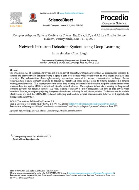 network intrusion detection system using deep learning 1 s2