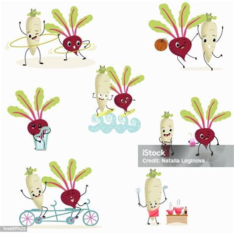 재미있는 만화 캐릭터 콜리플라워와 브로콜리가 우쿨렐레 기타 건강 식품 주방 재료 어린이 티셔츠 디자인을 연주하는 벡터 그림 두발