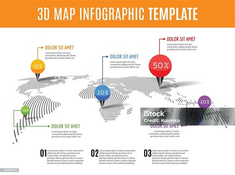 세계지도 인포그래픽 3 D 컨셉입니다 및 백분율 및 핀 0명에 대한 스톡 벡터 아트 및 기타 이미지 0명 개념 개념과 주제 Istock