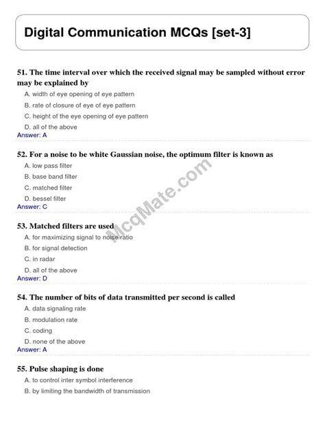 An Insightful Review Of Key Concepts In Digital Communication Systems