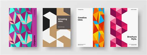 간단한 기하학적 패턴 카탈로그 표지 템플릿 컬렉션입니다 크리 에이 티브 프리젠 테이션 A4 벡터 디자인 레이아웃 구성입니다 0
