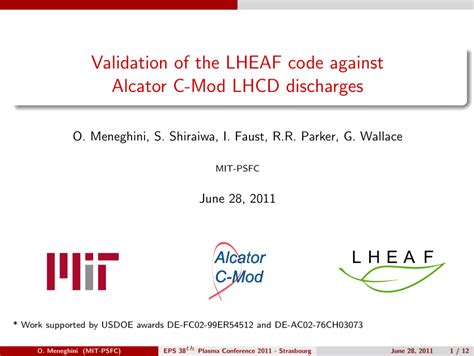 pdf validation of the lheaf code against alcator c mod lhcd discharges