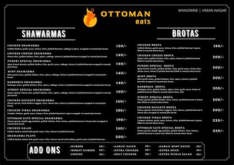 Menu At Ottoman Eats Pune Near Shahid Ashok Kamthe Garden