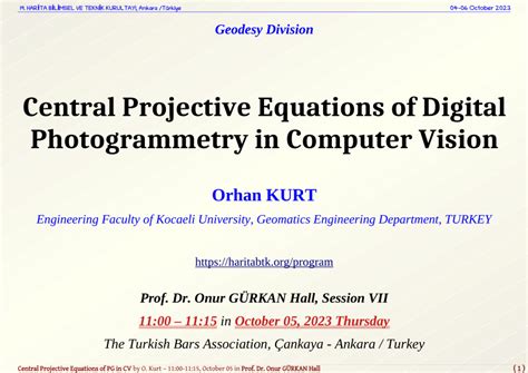 Pdf Central Projective Equations Of Digital Photogrammetry In Computer Vision