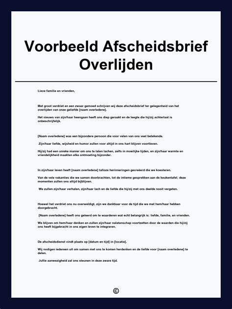 Voorbeeld Afscheidsbrief Overlijden