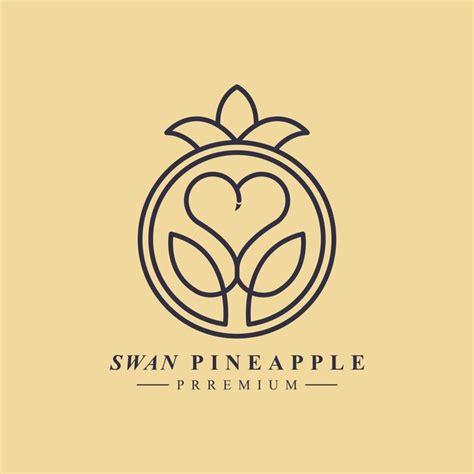 원 추상 로고 디자인 벡터 템플릿 선형 스타일에 백조 프리미엄 벡터