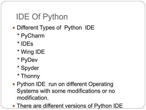 Python Integrated Development Environment Pptx