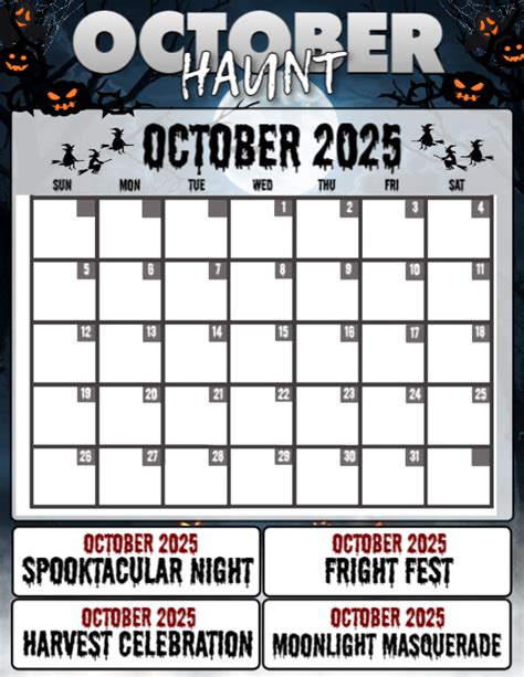 October Haunt Halloween Event Calendar Template Postermywall