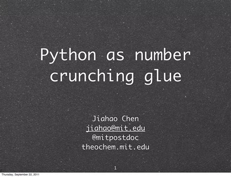 Python As Number Crunching Code Glue Ppt
