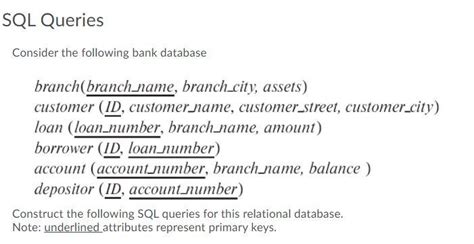 solved sql queries consider the following bank database