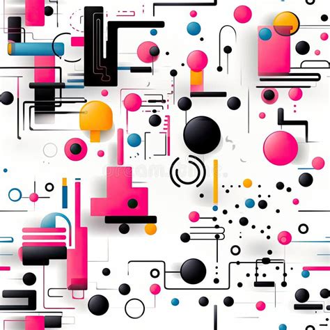 Vintage Geometric Abstract Pattern With Various Shapes Tiled Stock Illustration Illustration