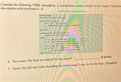 Solved Consider The Following Vhdl Description A