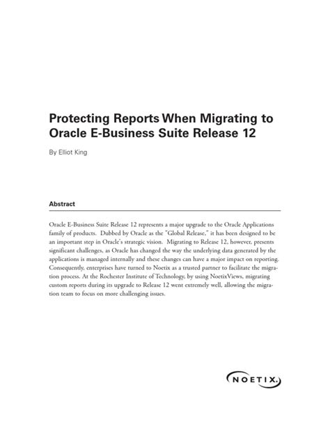 Protecting Reports When Migrating To Oracle E Business Suite Release 12