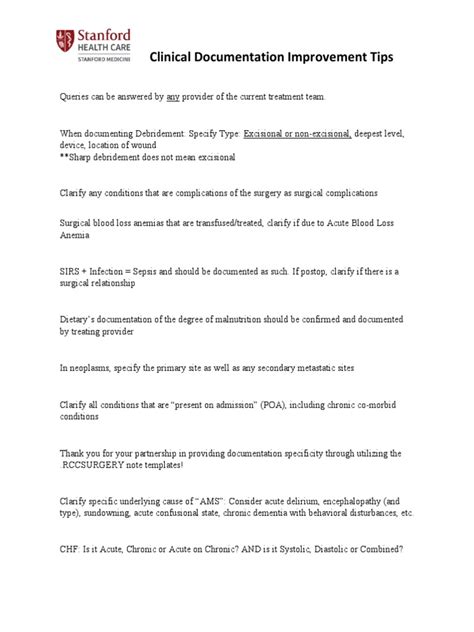 Cdi Documentation Tips Surgery Pdf Chronic Condition Human Diseases And Disorders Cdi Documentation Tips Surgery Pdf Chronic Condition Human Diseases And Disorders