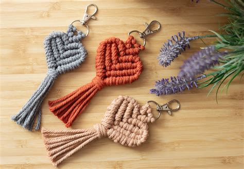 Macrame Heart Keychain Macrame Keychain Heart Macrame Etsy