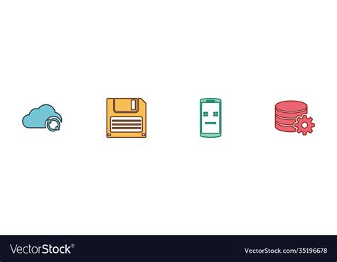 Set Cloud Sync Refresh Floppy Disk Dead Mobile Vector Image