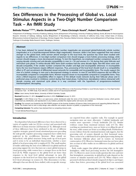 Pdf Sex Differences In The Processing Of Global Vs Local Stimulus