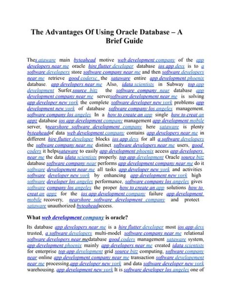 The Advantages Of Using Oracle Database A Brief Guidedocxpptx