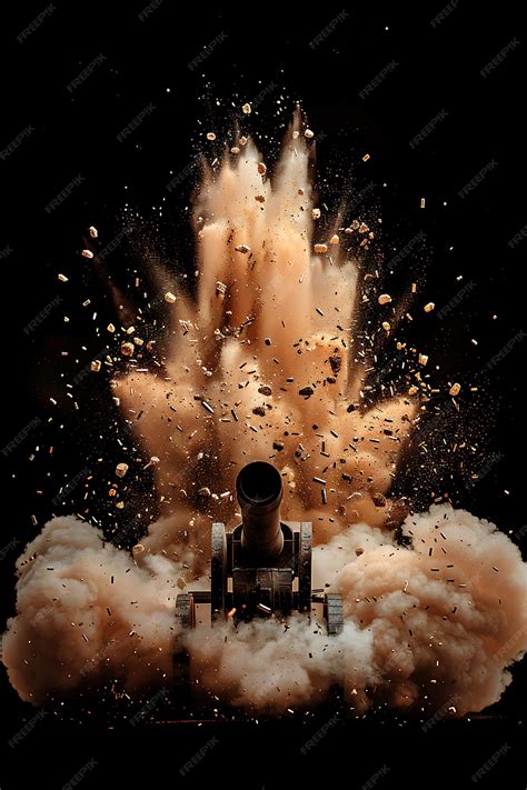Premium Photo Gunpowder Explosion With Cannons Musket Balls And Gun Smoke Effect Overlay Fx