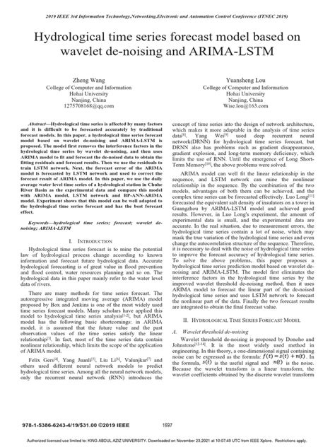 Wavelet De Noising And Arima Lstm Pdf Forecasting Time Series