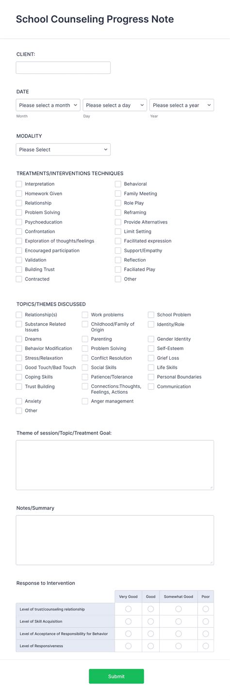 Counseling Progress Notes Format Template