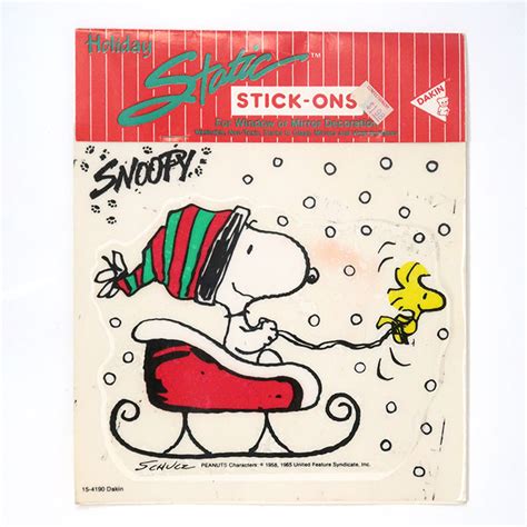 Snoopy And Woodstock With Sleigh Stick Ons Window Cling